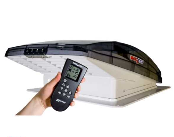 Maxxair MaxxFan Deluxe (SMOKE) 350x350 with Remote Control Campervan C ...